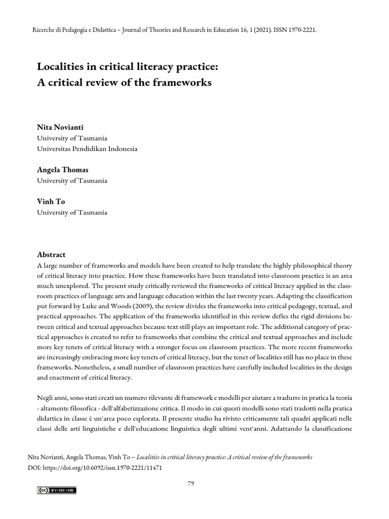 Critical Literacy Frameworks Reviewed | PDF | English As A Second Or ...
