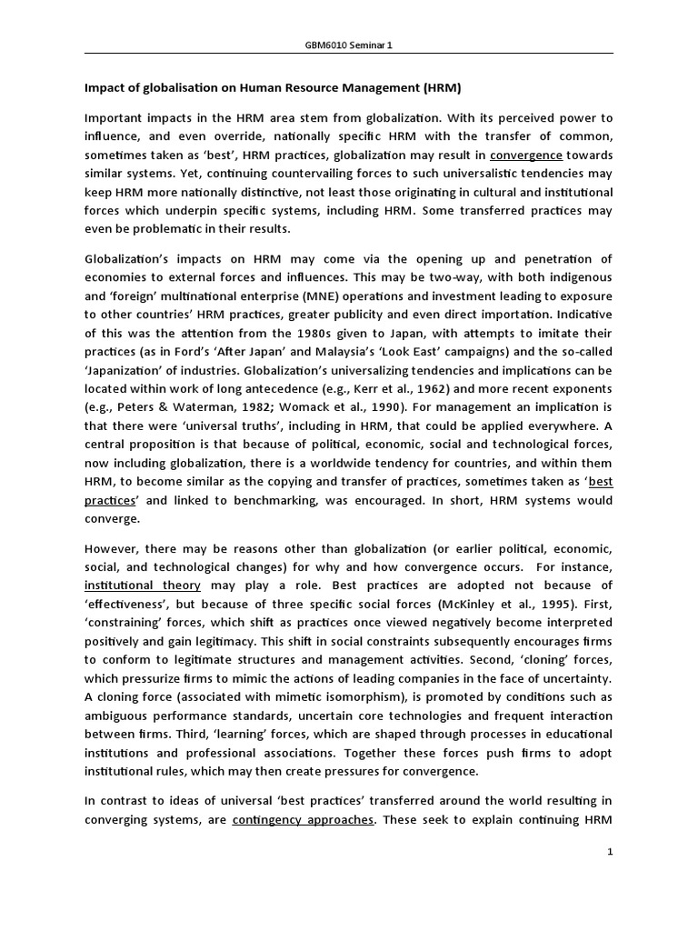 The Impact of Globalization on Human Resource Management: Balancing ...