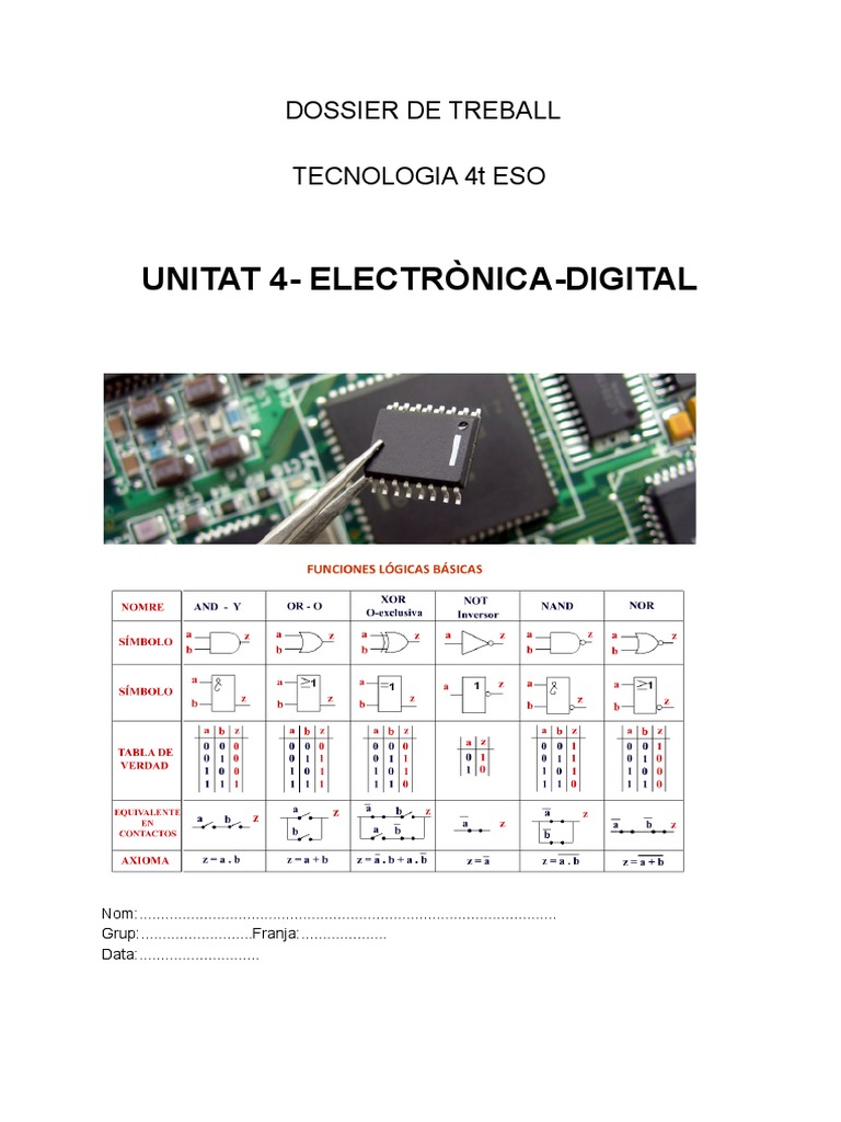 DOSSIER 4rT ESO-TECNOLOGIA-2017-2018-UNITAT 4 - ELECTRÒNICA DIGITAL | PDF