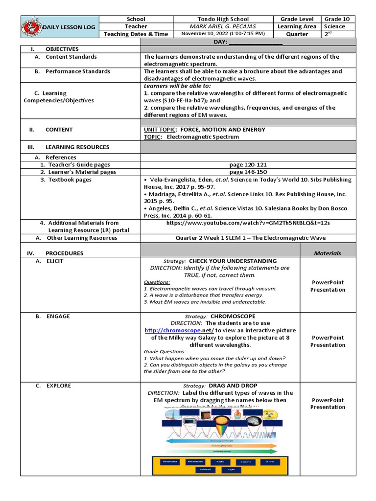 LP4.EMSpectrum | PDF | Electromagnetic Spectrum | Electromagnetic Radiation