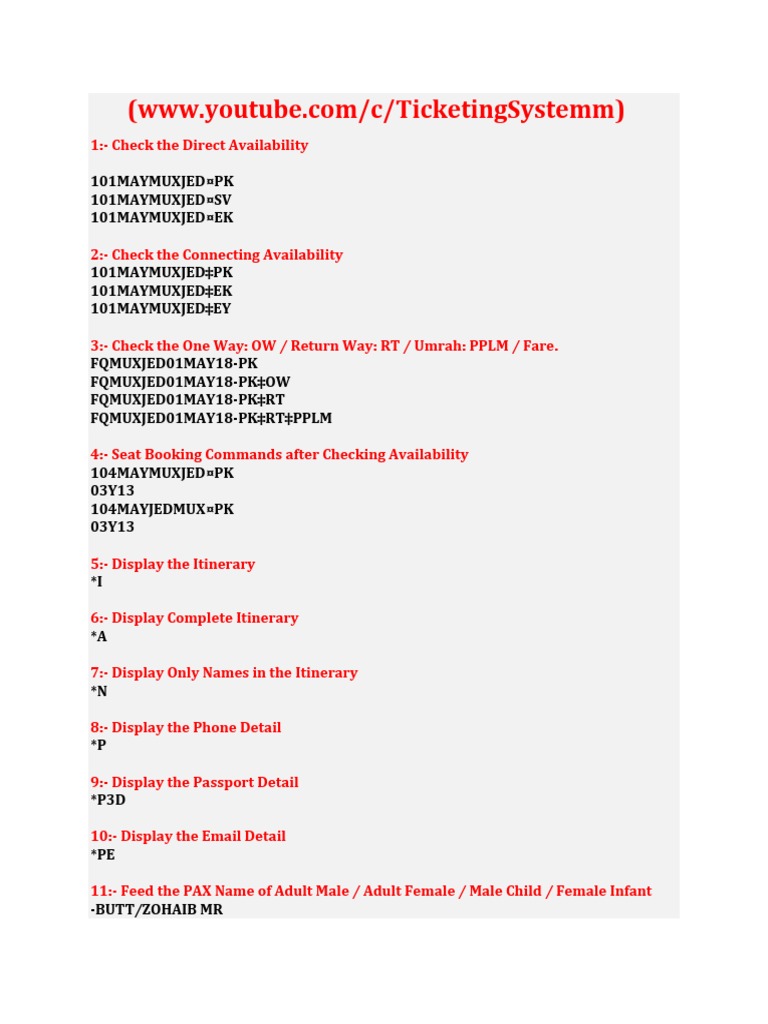 A Comprehensive Guide to Ticketing System Commands | PDF | Transport | Aviation