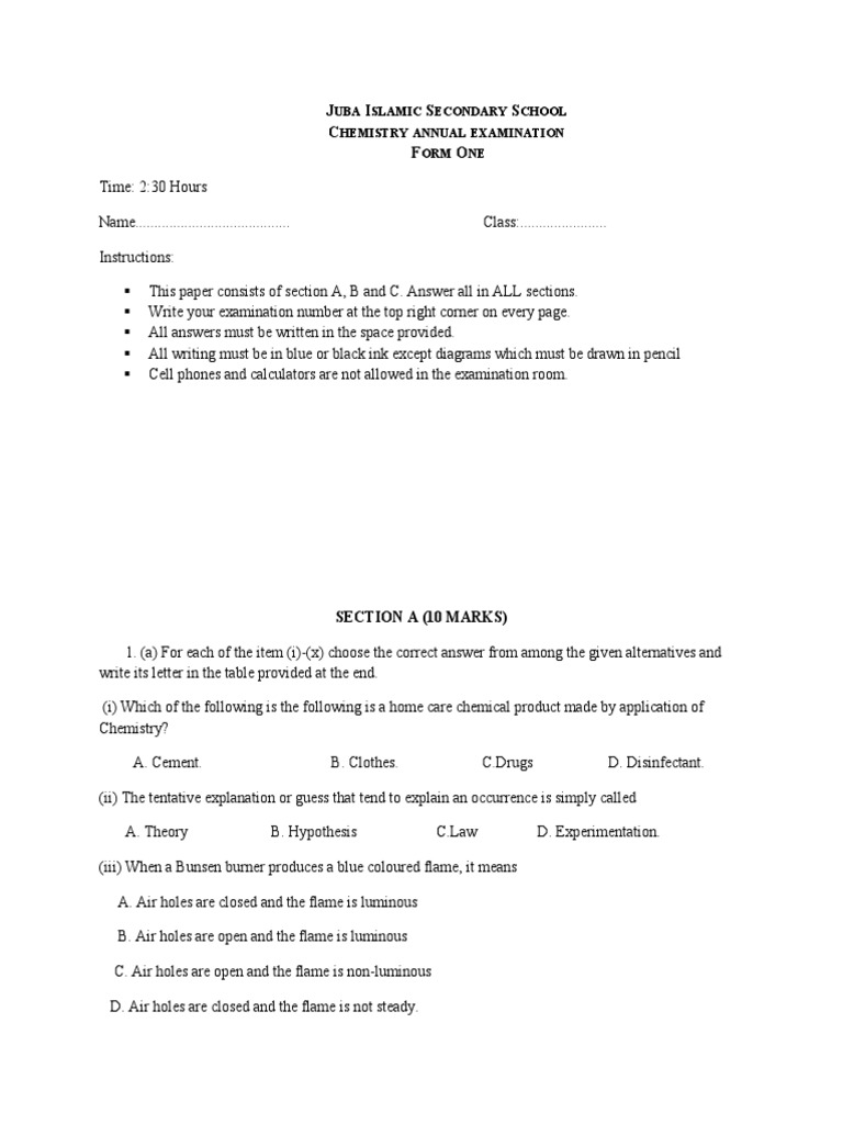 Exam Juba F1 | PDF | Physical Chemistry | Chemistry