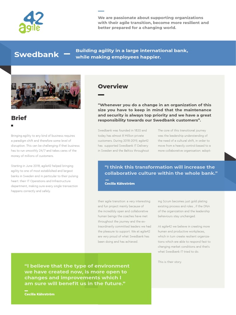 Swedbank Agile42 Case Study | PDF | Agile Software Development | Leadership