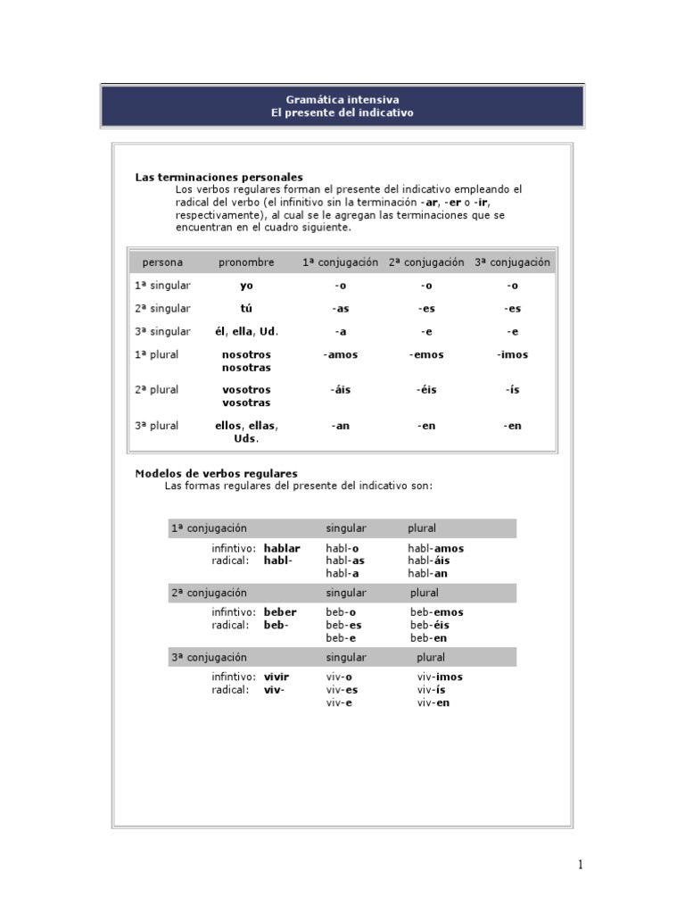 Gramática Intensiva - Presente Indicativo | PDF | Verbo | Plural