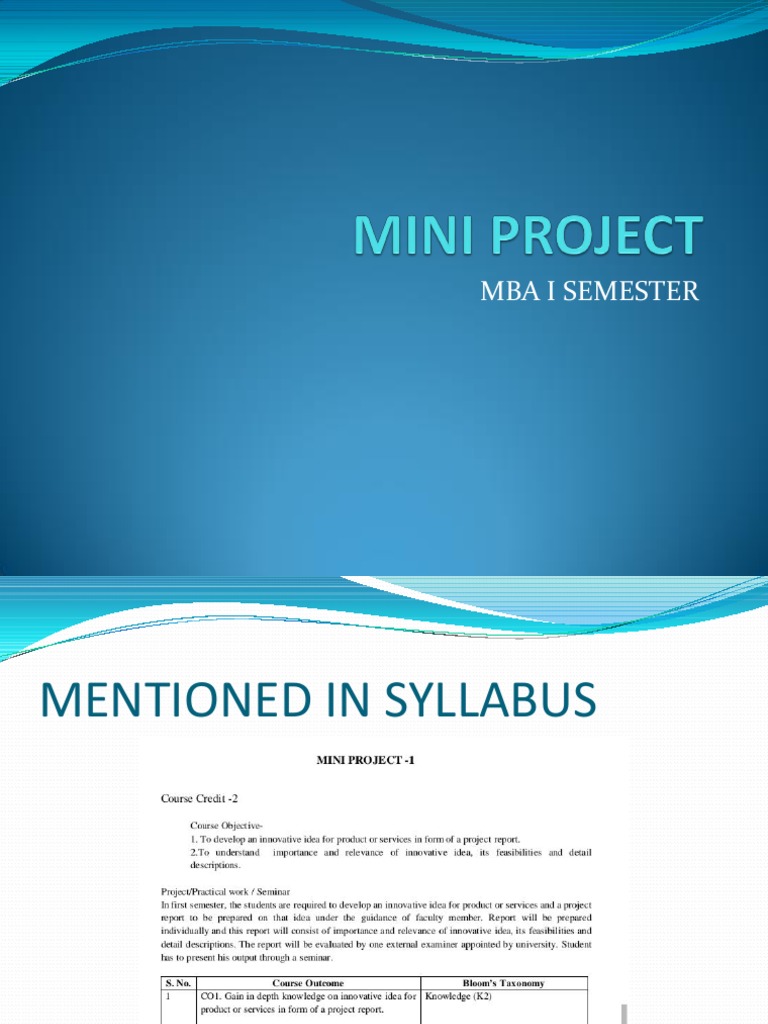 Mini Project Mba I | PDF