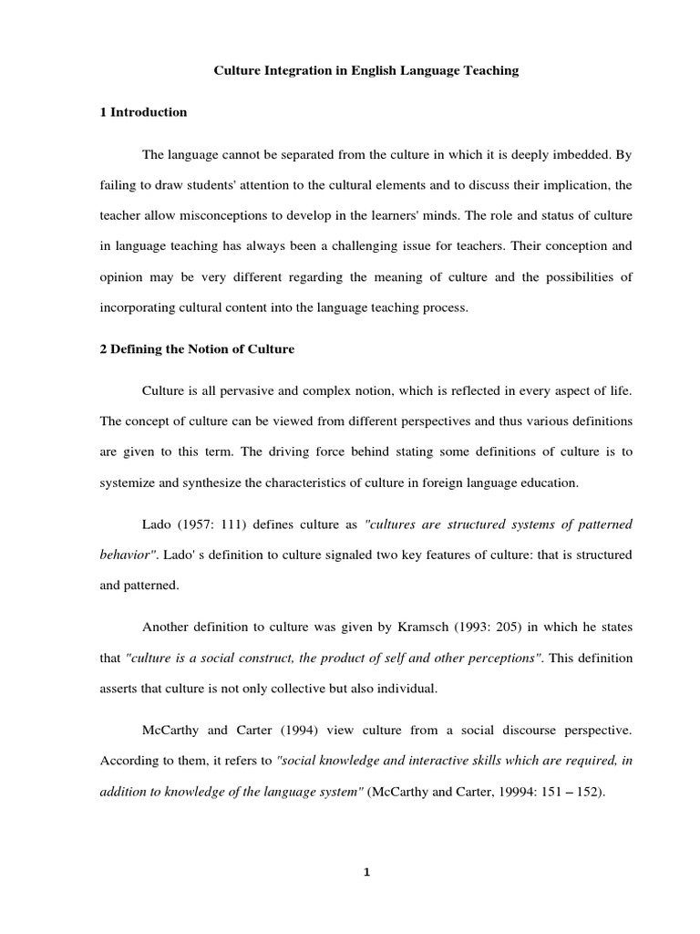 Culture Integration in English Language Teaching | PDF | Learning ...