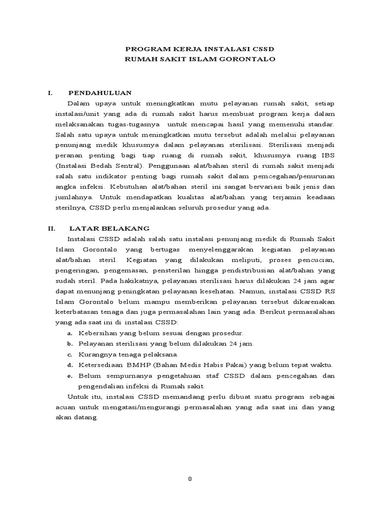 Program Kerja CSSD | PDF | Sains & Matematika