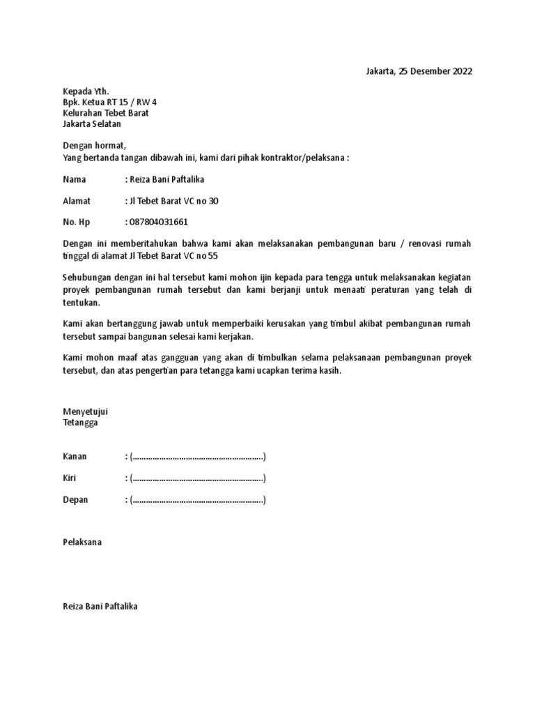 Surat Ijin Tetangga | PDF