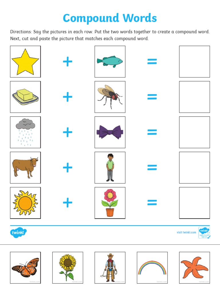 Compound Words Cut and Paste Activity Sheets English United States ...