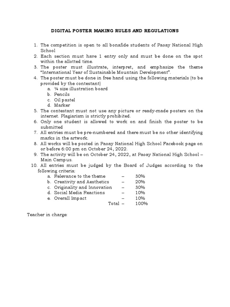 Poster Rules and Regulations | PDF
