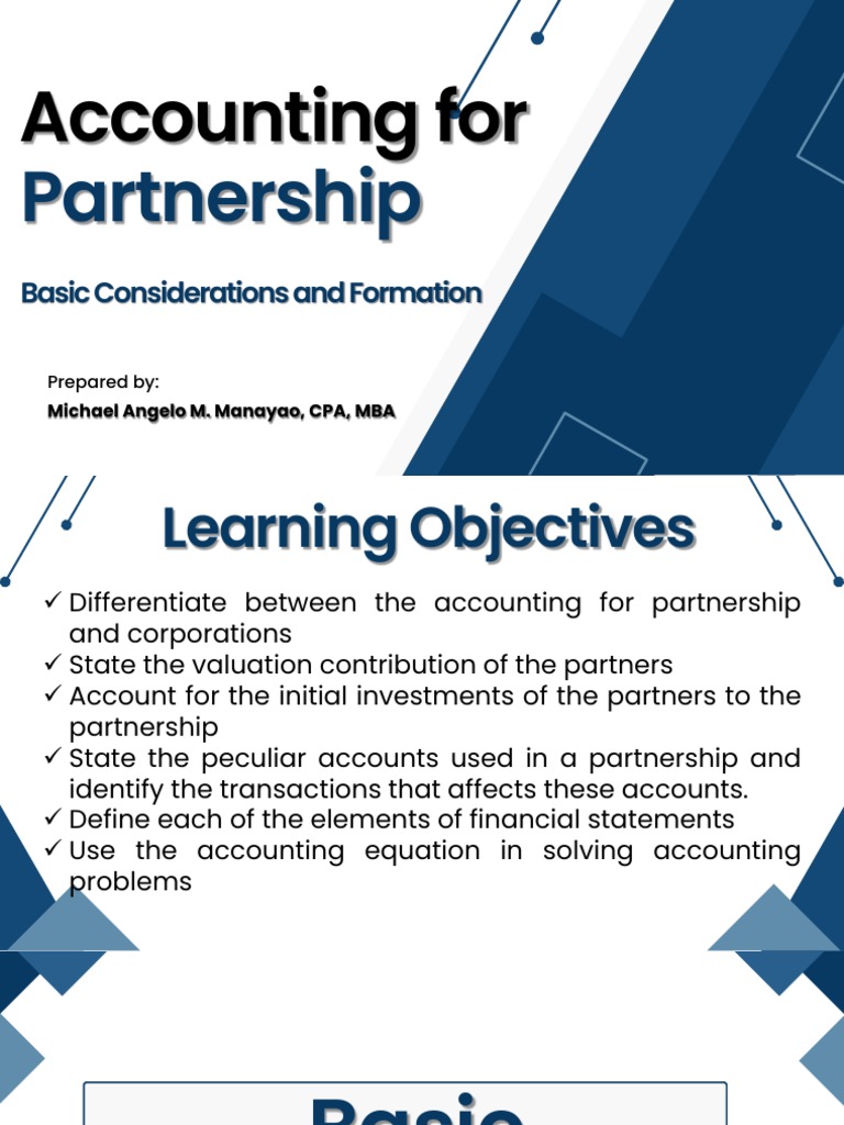 Module 1 - Accounting For Partnerships - Basic Considerations and ...