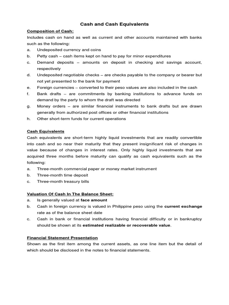 Understanding Cash, Cash Equivalents, and Bank Reconciliation | PDF ...