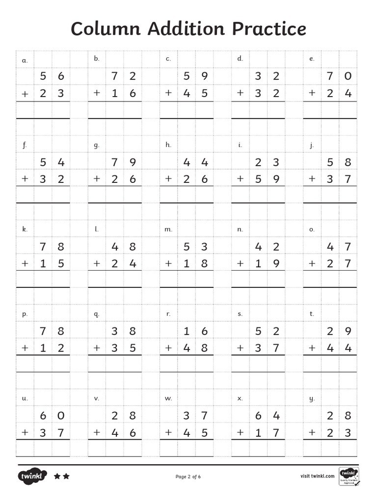 2 Digit Addition On Squared Paper Activity Sheet English Ver 2 | PDF