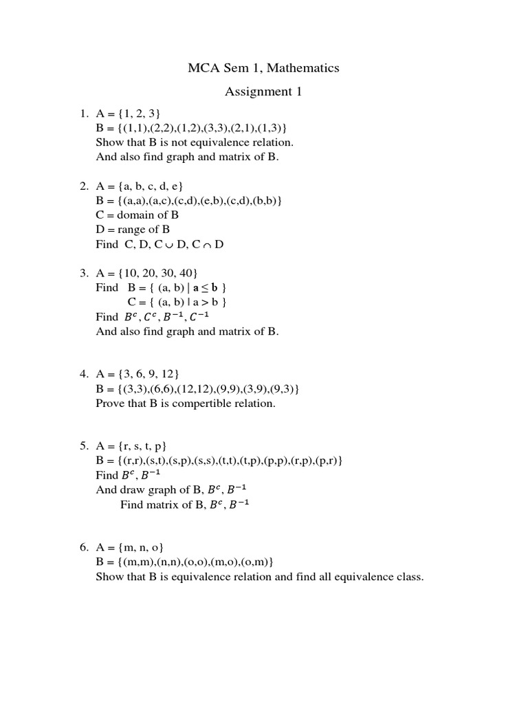 MCA Sem 1 Assignent 1 | PDF | Combinatorics | Mathematical Objects MCA Sem 1 Assignent 1 | PDF | Combinatorics | Mathematical Objects