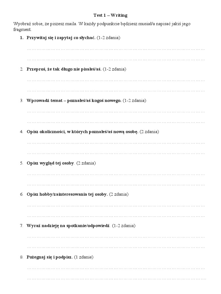 Writing Test 1 | PDF