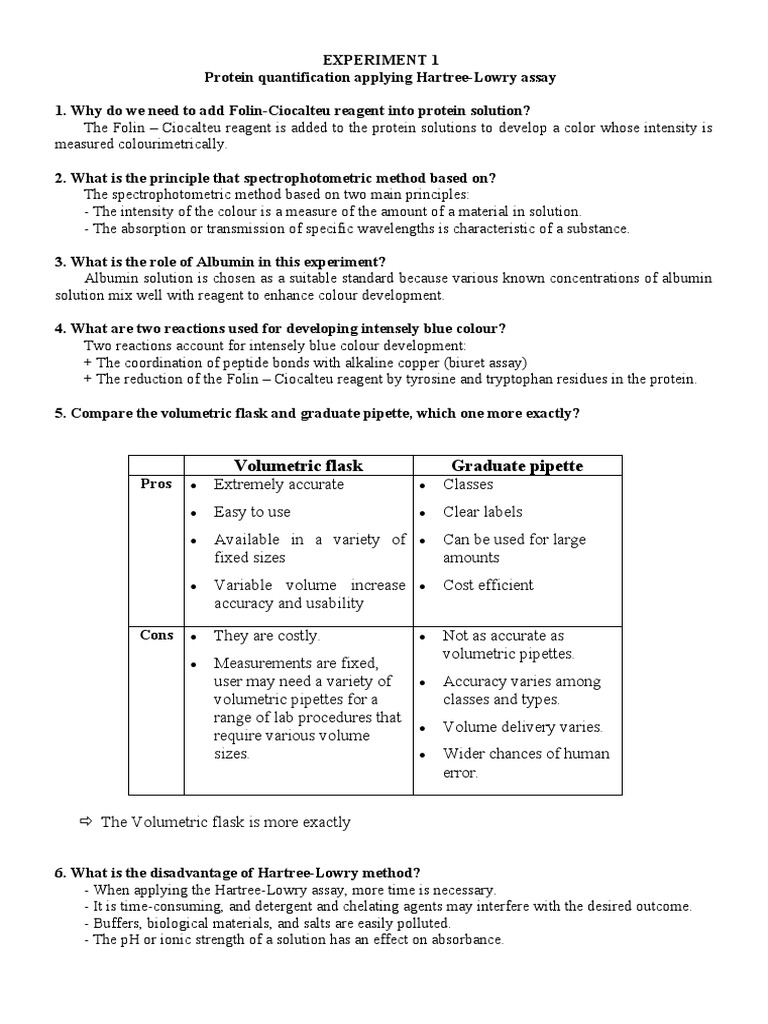 Protein Quantification Using Hartree-Lowry Assay | PDF | Acid | Enzyme