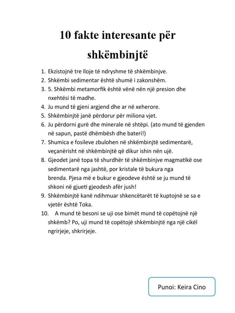 10 Fakte Interesante Për Shkembinjte | PDF