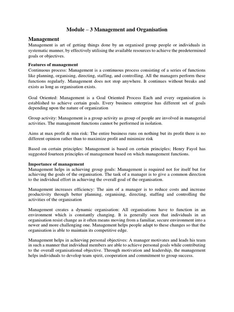 Module 3 Management and Organisation | PDF | Strategic Management ...