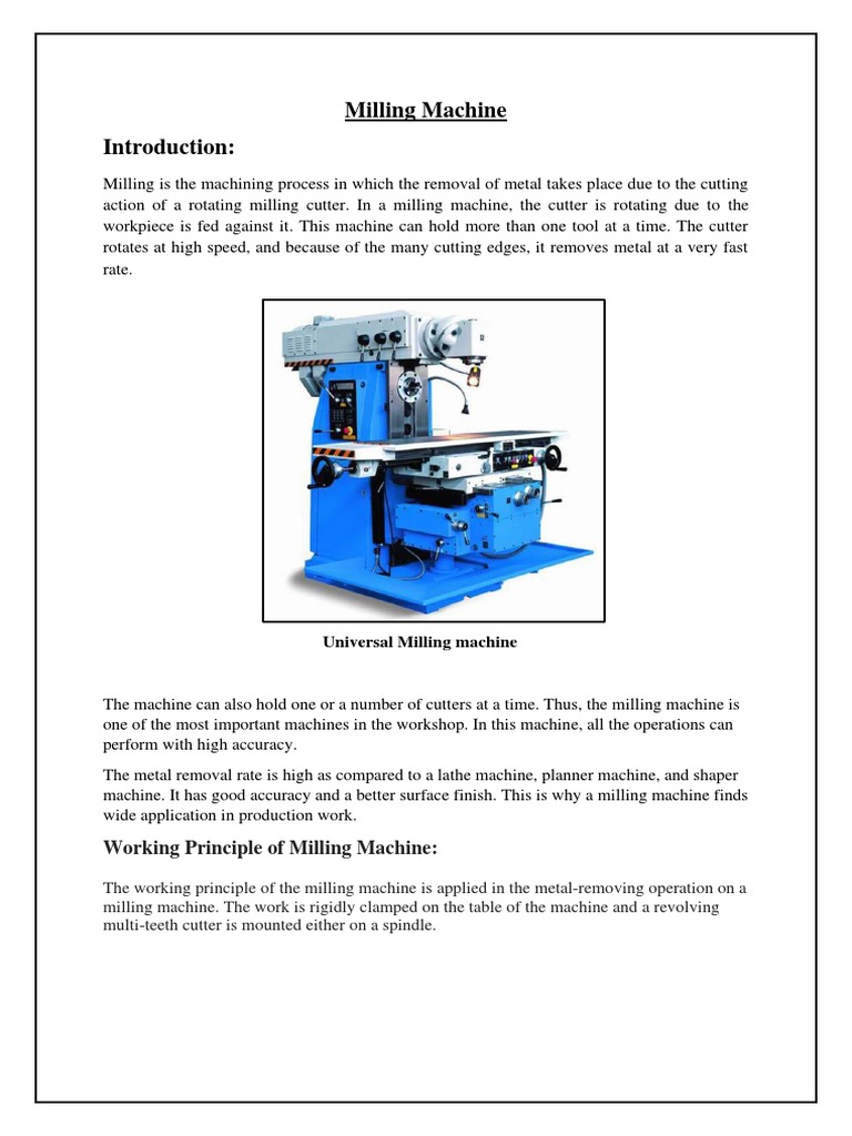 Operations of Milling Machine | PDF | Machining | Gear