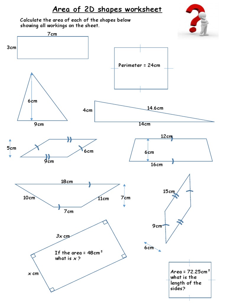 Area of 2D Shapes Worksheet | PDF | Home & Garden | Art