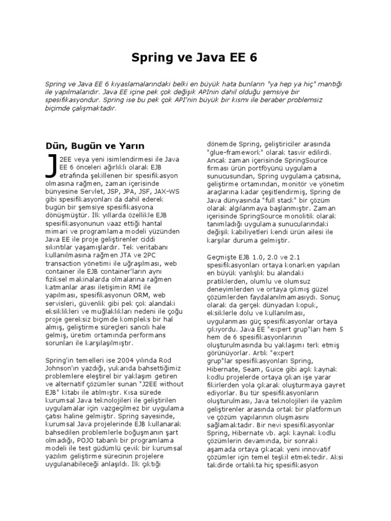 Spring Ve Java EE 6 | PDF