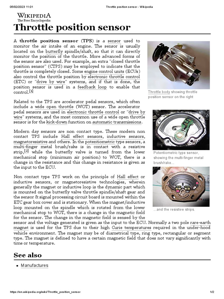 Throttle Position Sensor | PDF | Throttle | Engines