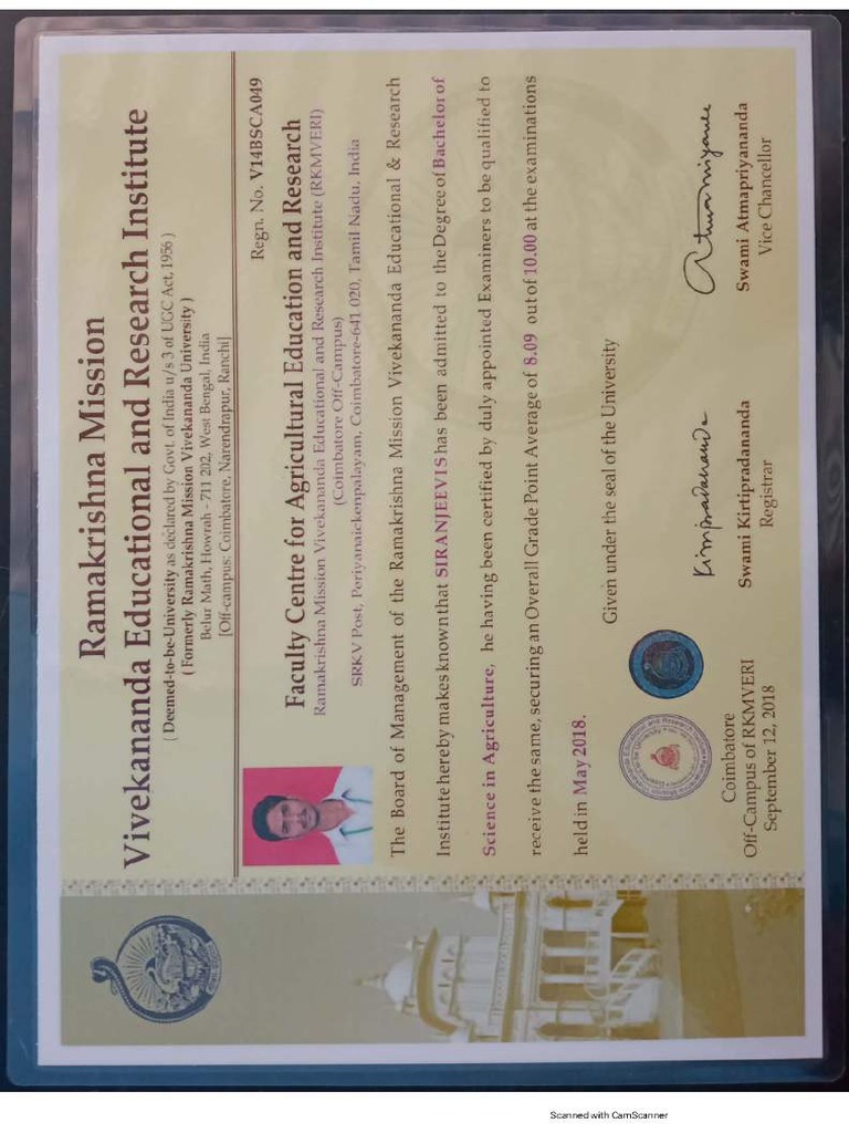 B.SC (Agri) Degree Certificate - 11zon | PDF