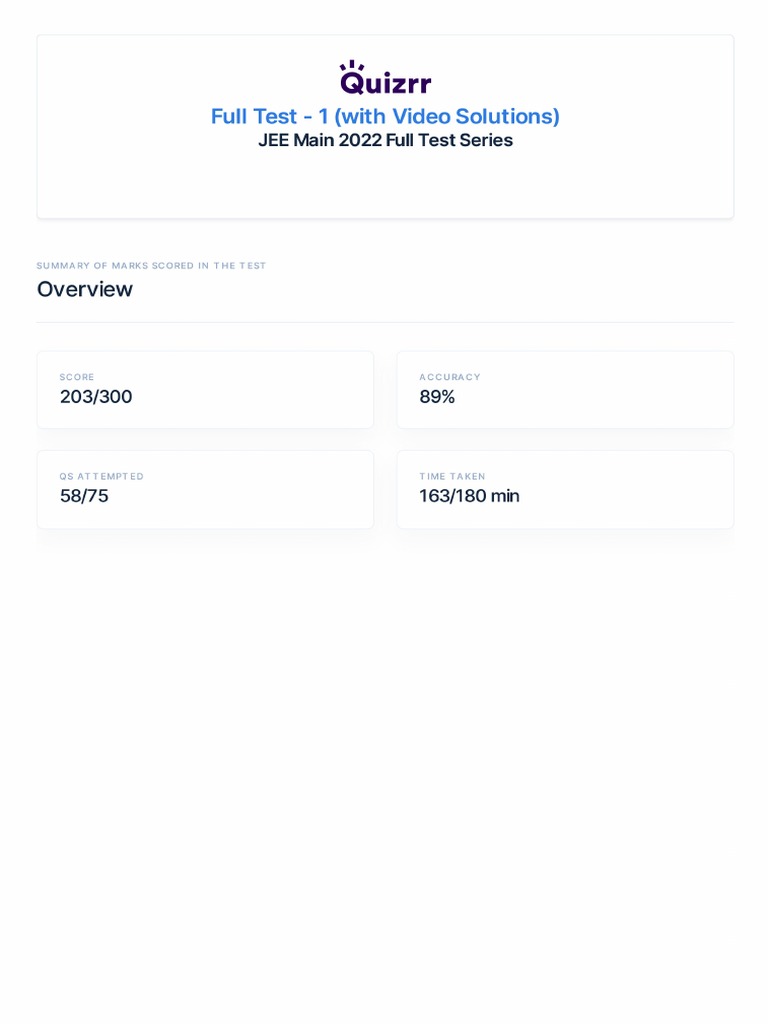 Jee Main Sample Analysis Report | PDF