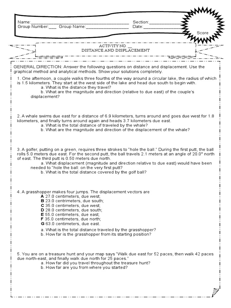Distance and Displacement Problems | PDF | Distance