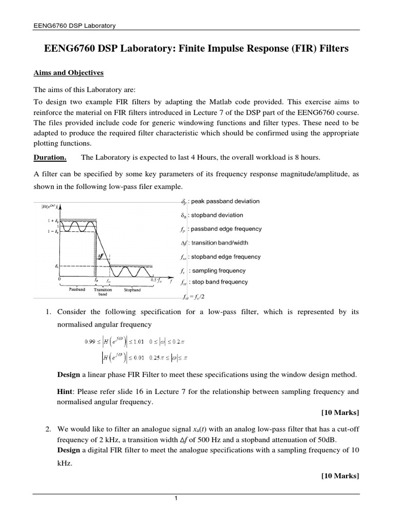 EENG6760 DSP Laboratory | Download Free PDF | Filter (Signal Processing) | Signal Processing
