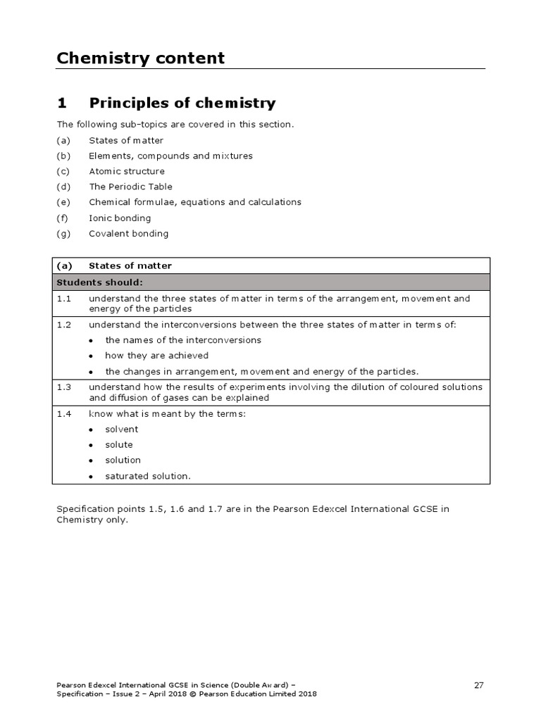 Chemistry IGCSE Specification | PDF | Chemical Reactions | Acid