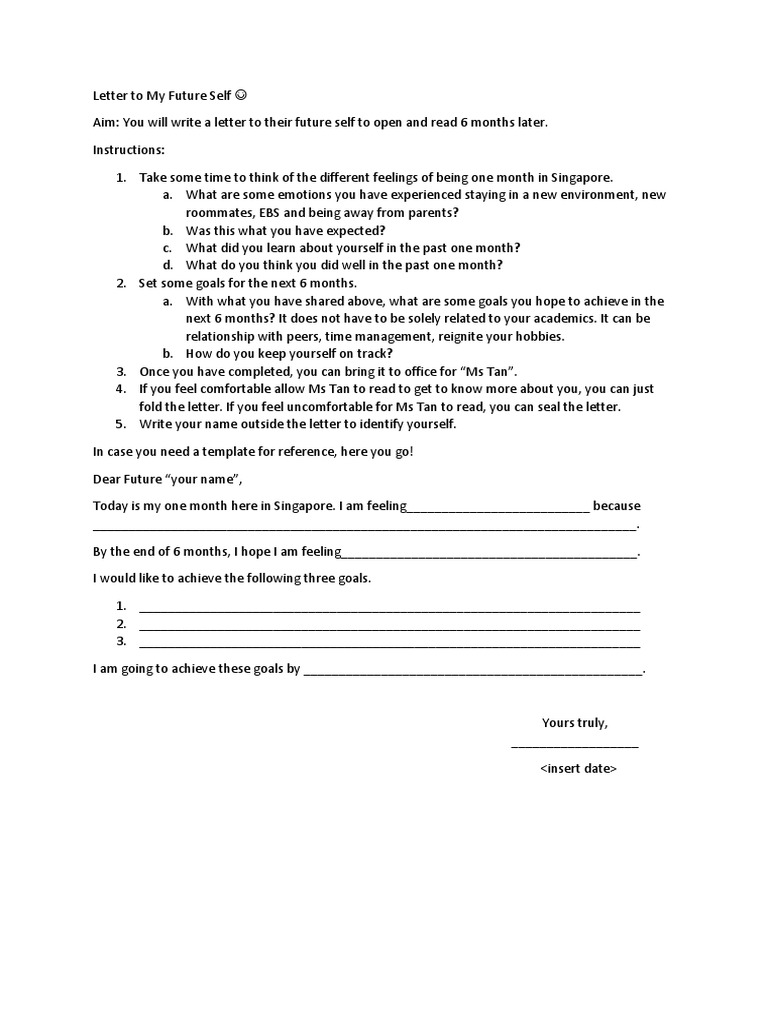 Letter to My Future Self Template | PDF