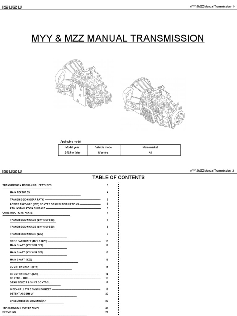 MYY&MZZ Manual Transmission (Ver4) | PDF | Manual Transmission | Motor Vehicle