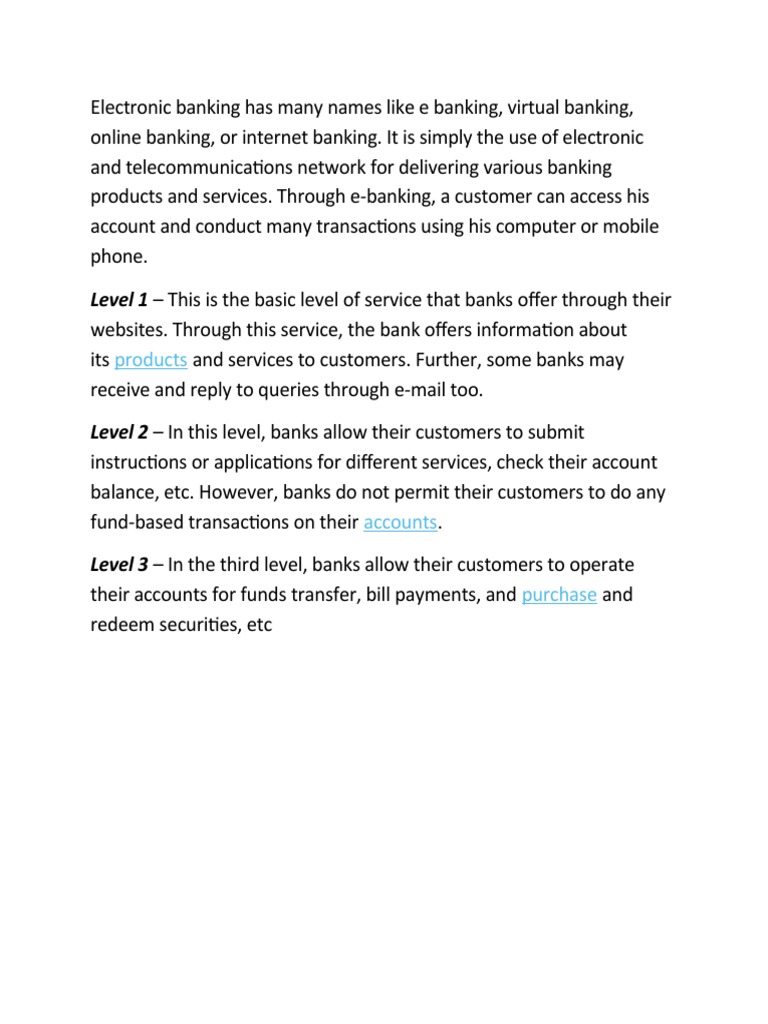 Overview of Electronic Banking Services | PDF | Online Banking | Banks ...
