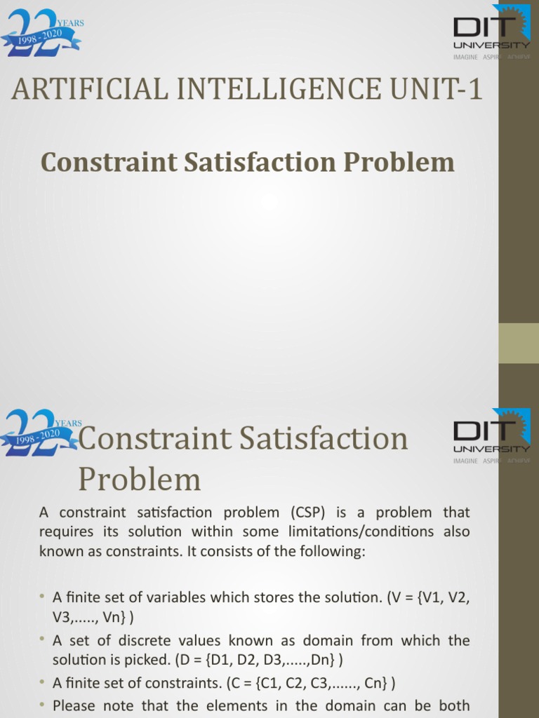 Cs302 Unit1 V Constraint Satisfaction Problem Pdf