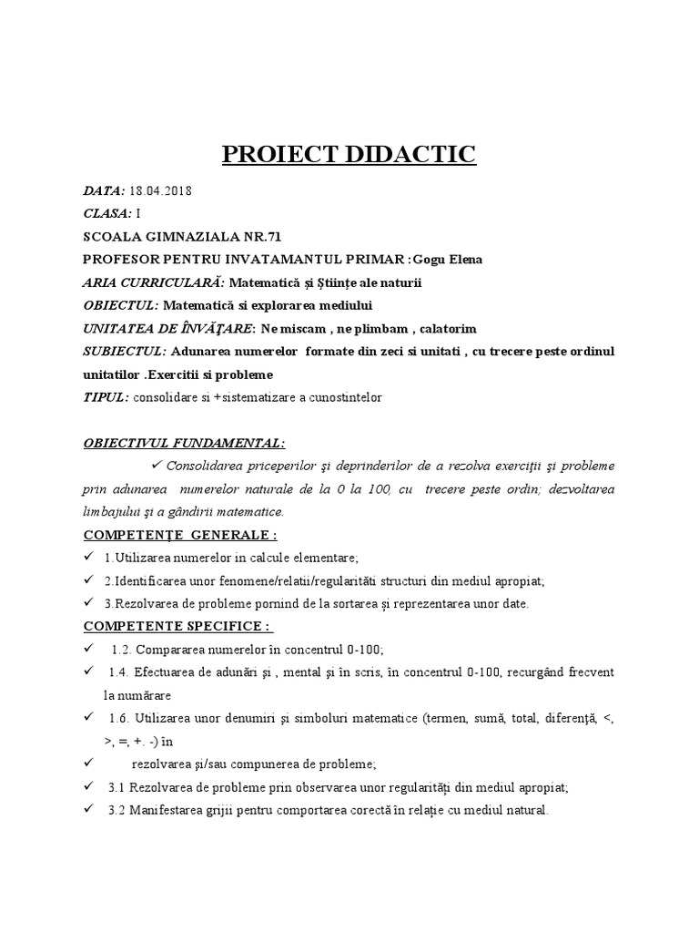 Proiect MATEMATICA | PDF