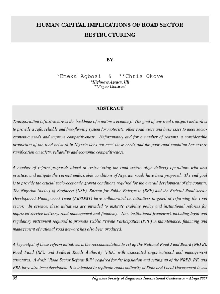 No. 13 C. OKOYE & EMEKA'S PAPER B5 | PDF | Road | Infrastructure