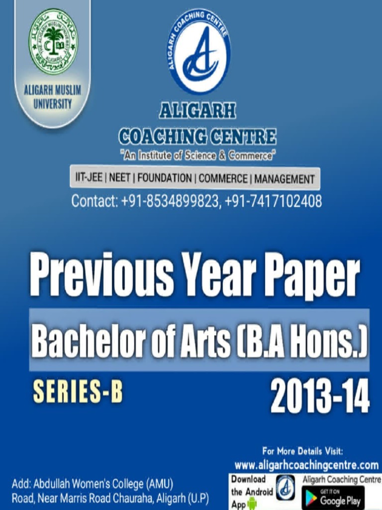 AMU B.A Paper 2013-2014 | PDF