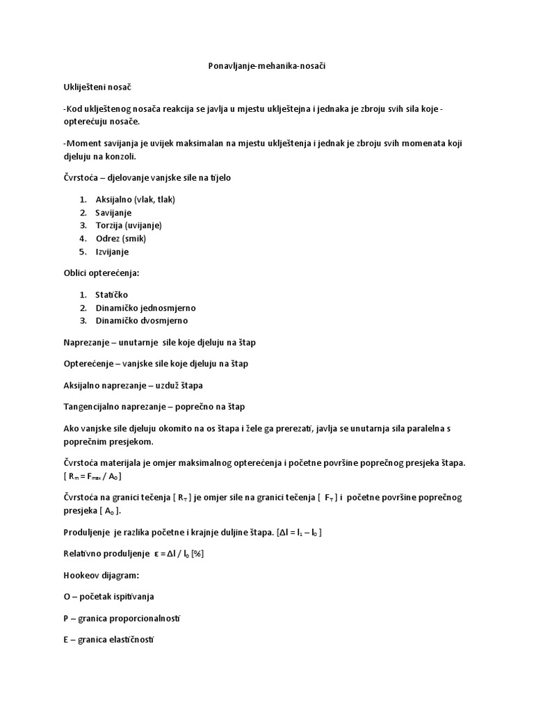 Ponavljanje Mehanika Nosači | PDF