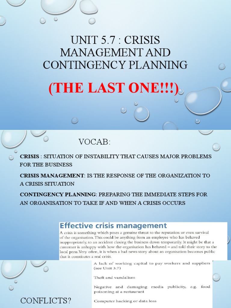 5.7 Crisis Management and Contingency Planning (HL) | PDF