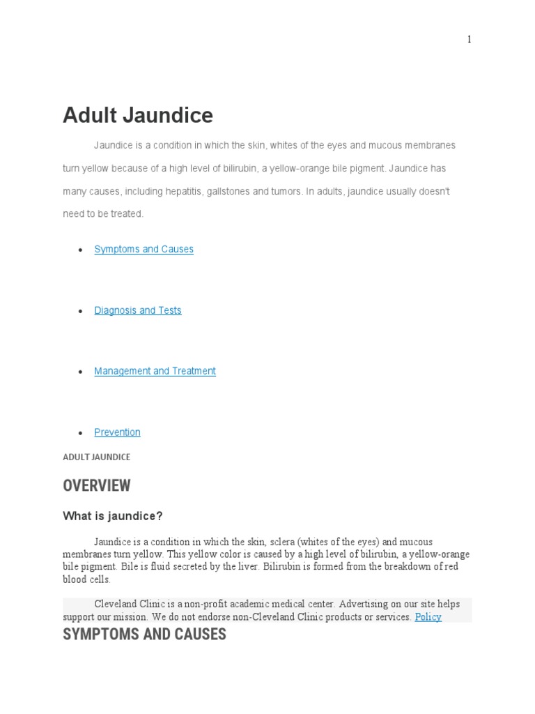 Adult Jaundice: Symptoms and Causes | PDF | Gallbladder | Hepatitis