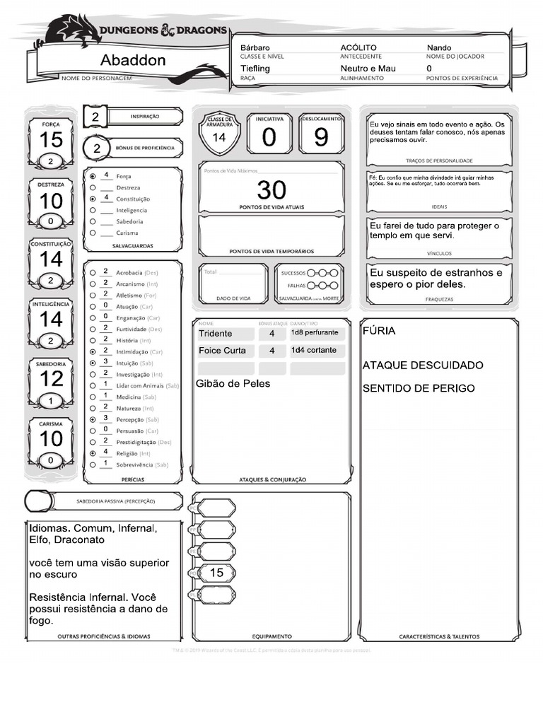 Ficha Abaddon N | PDF