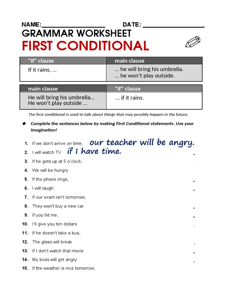 Completing Conditional Statements: A Grammar Worksheet for Practicing ...