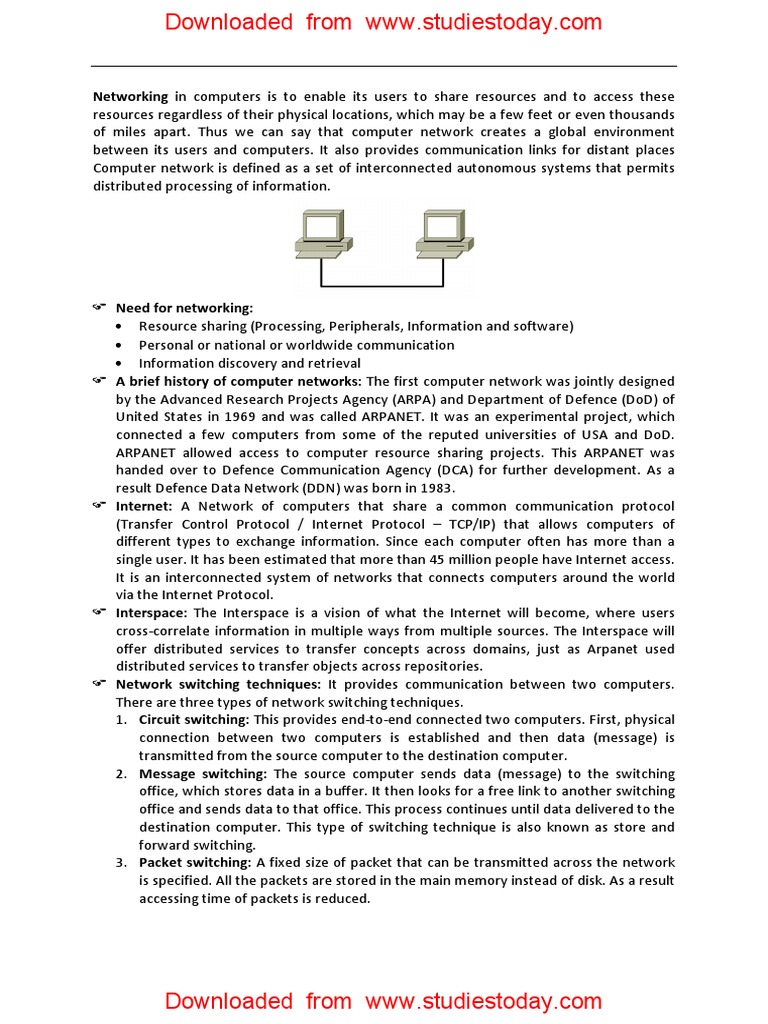 Cbse Class 12 Computer Science Networking Pdf Computer Network Network Topology 