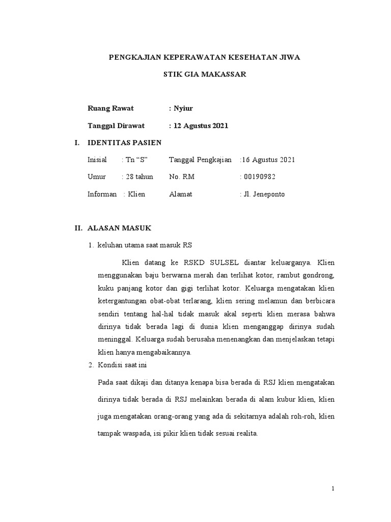 Askep Waham Dan Defisit Perawatan Diri | PDF | Pengembangan Diri