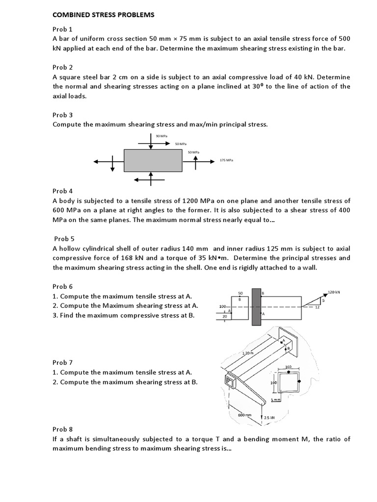 Combined Stress Sample Problems | PDF