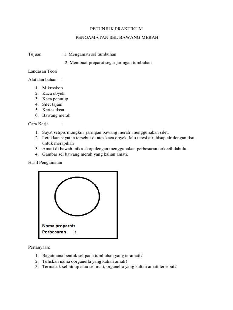 Petunjuk Praktikum Pengamatan Sel | PDF