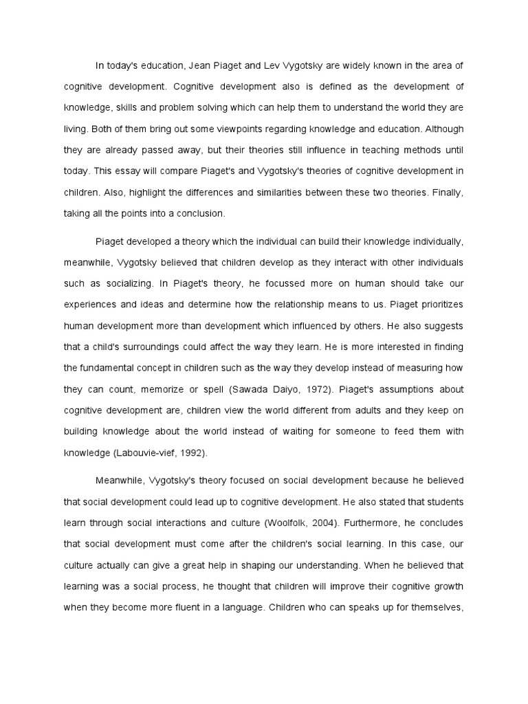 Child Development Academic Essay | PDF | Cognitive Development ...