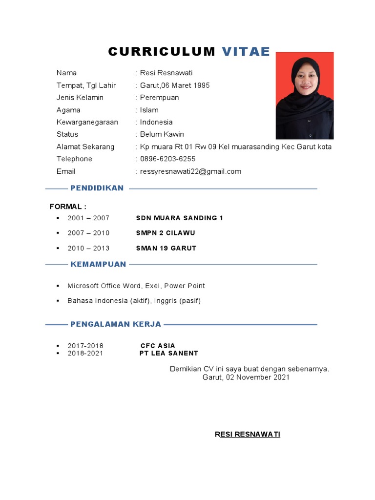 Contoh CV Mandiri Enci | PDF