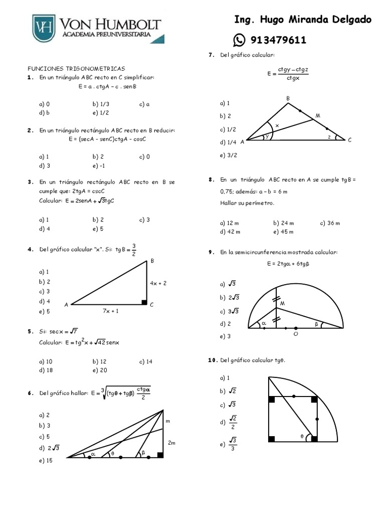Funciones Trigonometricas | Descargar gratis PDF | Geometría Elemental | Geometría del plano ...
